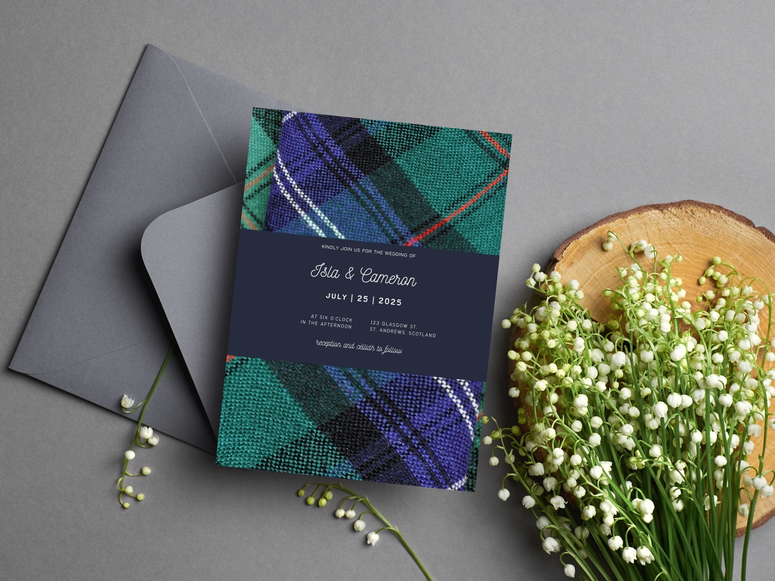 Bagpipes & Tartan Wedding Invitation Template - Etsy
