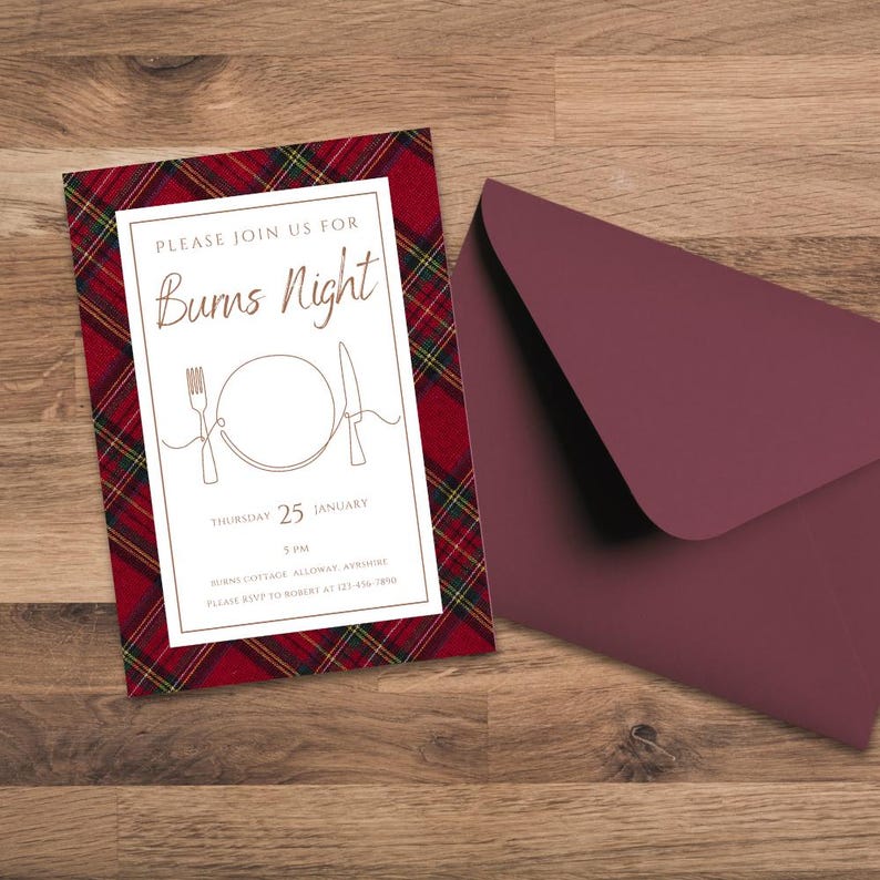 Stewart Tartan Invitation Template | Burns Night Style - Etsy UK
