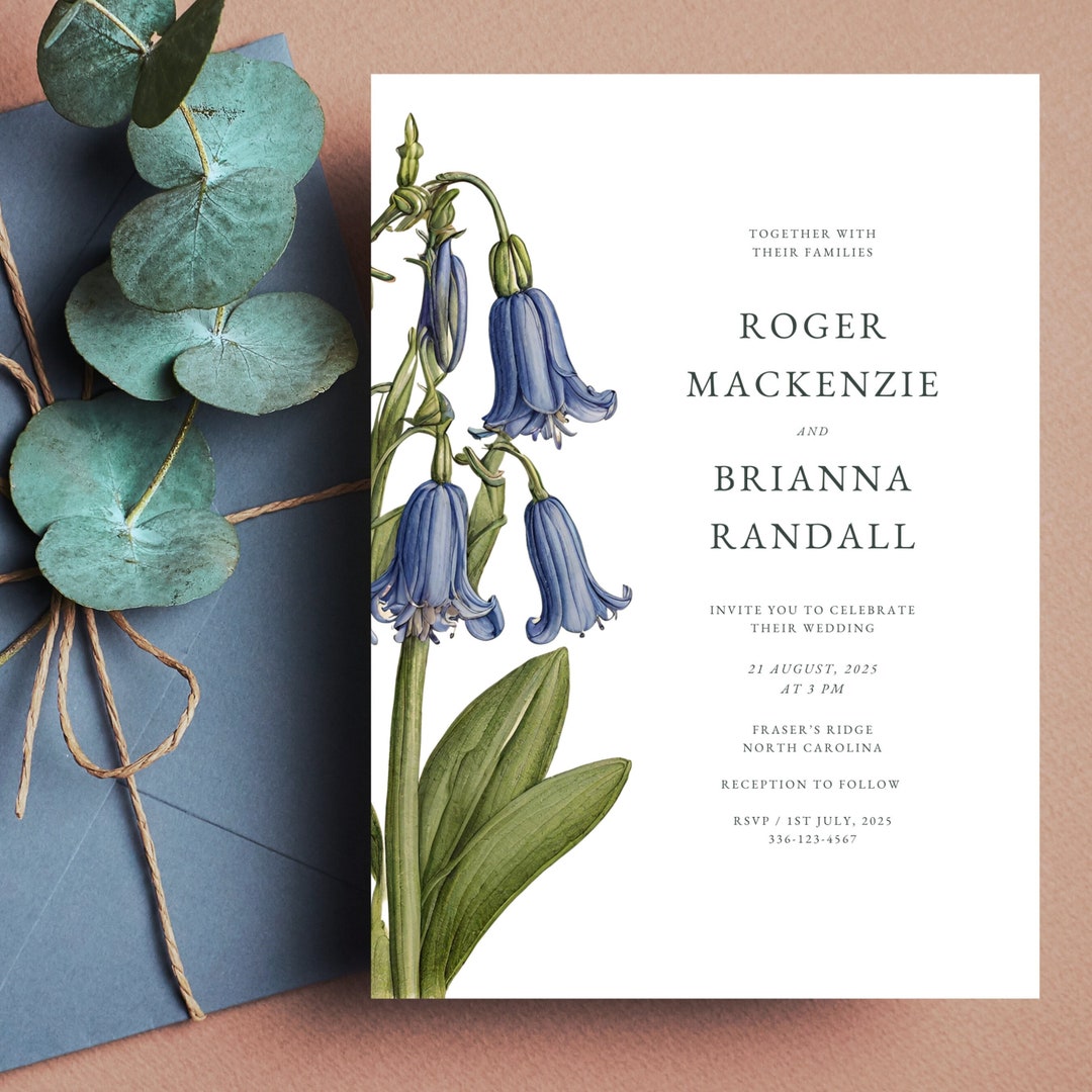 Bluebells Botanical Invitation Templates (set of 3) - Etsy
