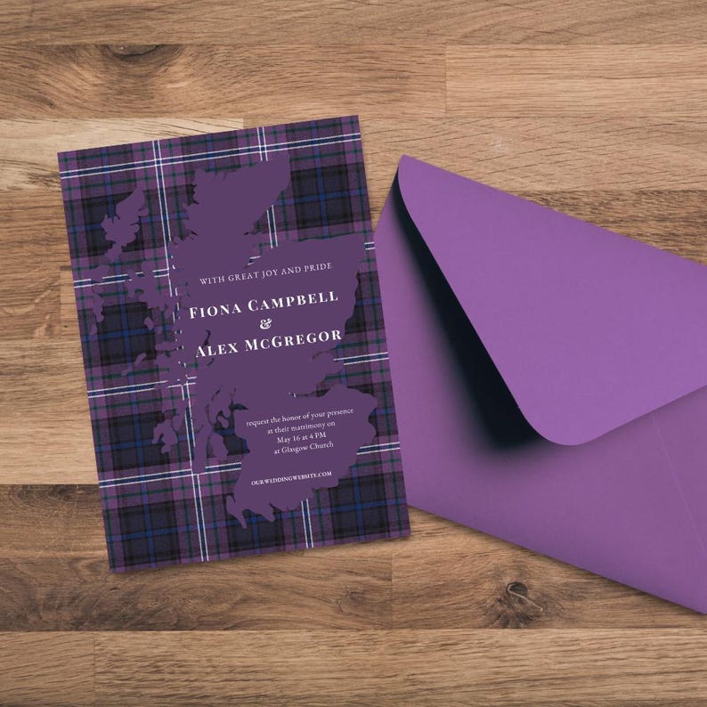 Scotland Forever Tartan Invitation Template | Map Style - Etsy