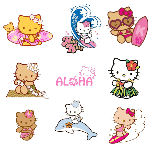 Hawaiian Hello-kitty Pngs 9 for Cricut - Etsy