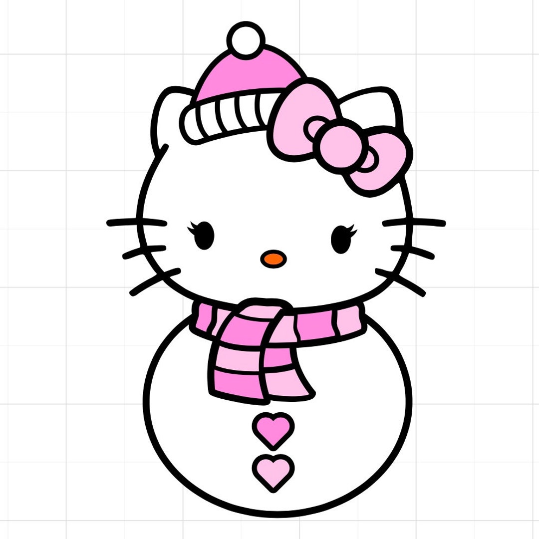 Pink Snowman Christmas Hello-kitty PNG ONLY for Cricut - Etsy