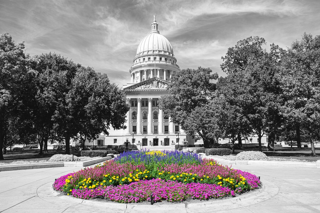 Wisconsin State Capitol Building Photo Black & White, Madison WI ...