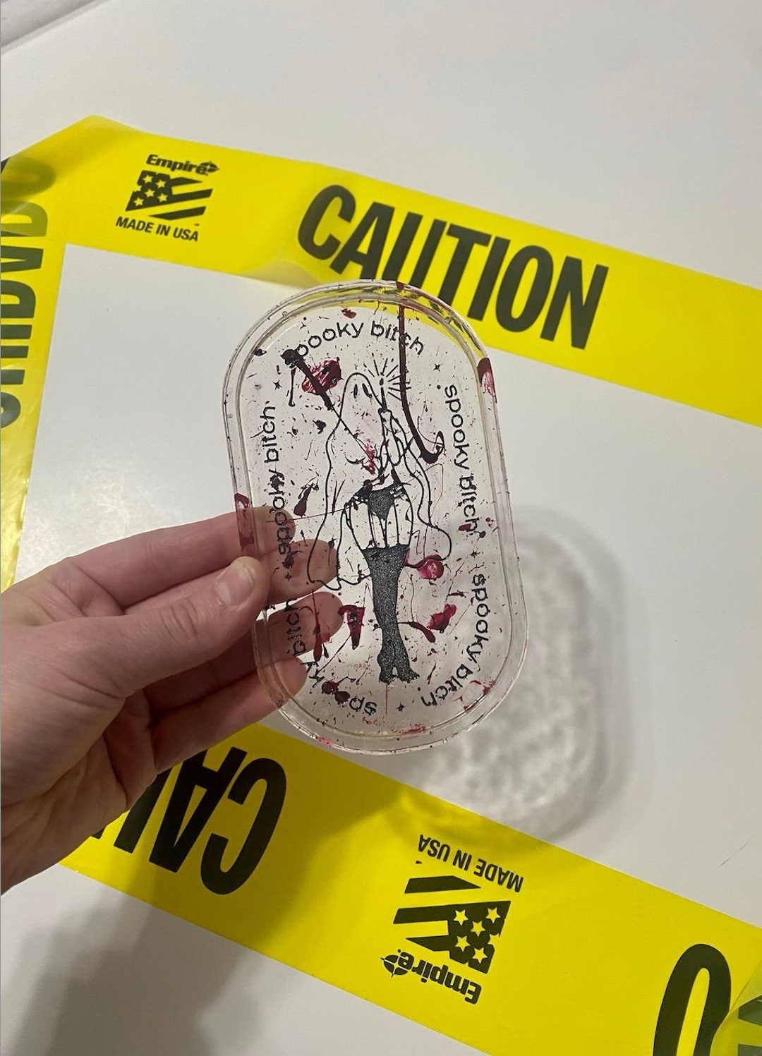 Blood Splatter Spooky Bitch Sexy Ghost Ecoresin Trinket Pill Shape Tray ...