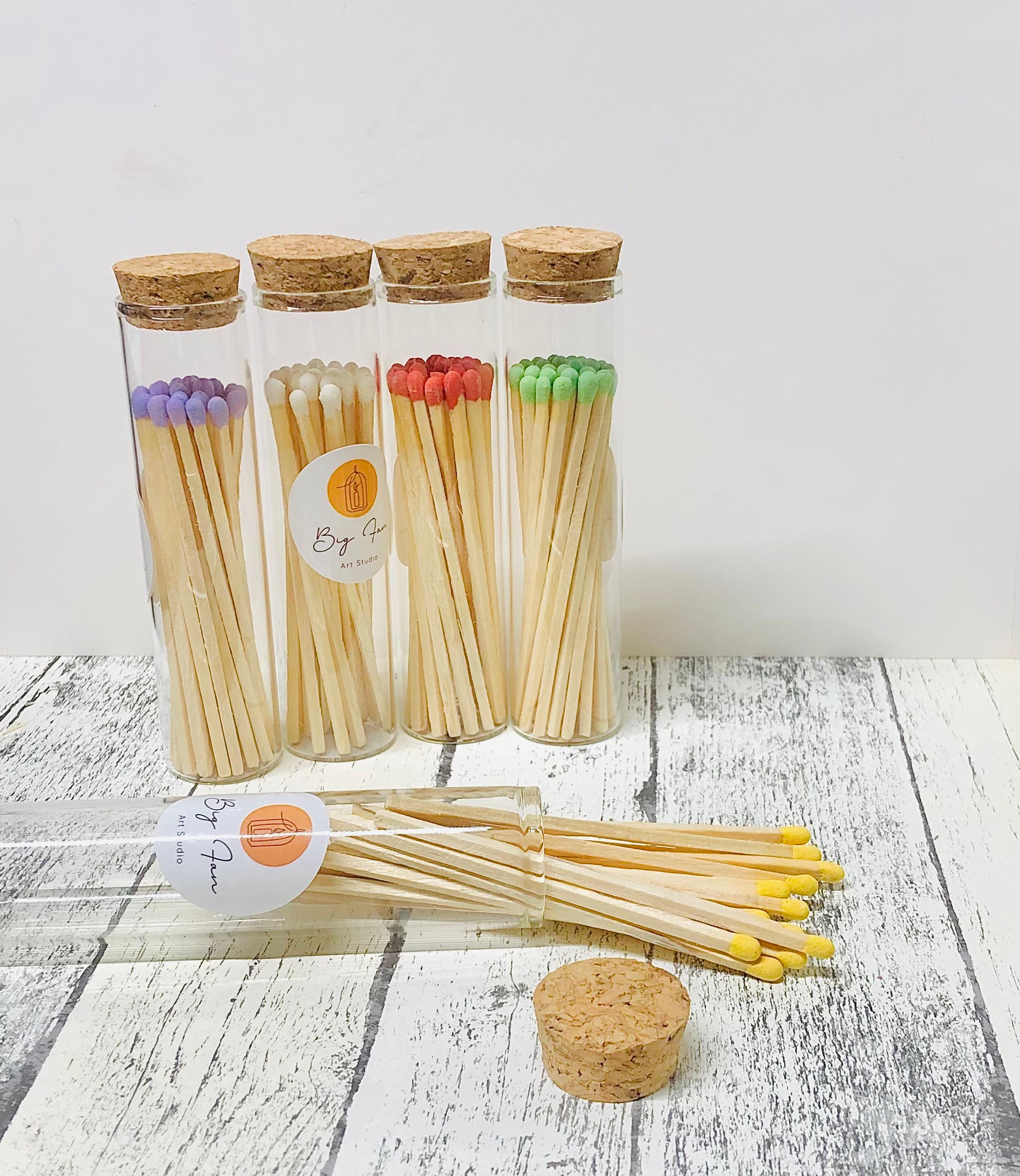 Tall Matchstick Jar Colored Tip Matches Strike on Bottle | Etsy
