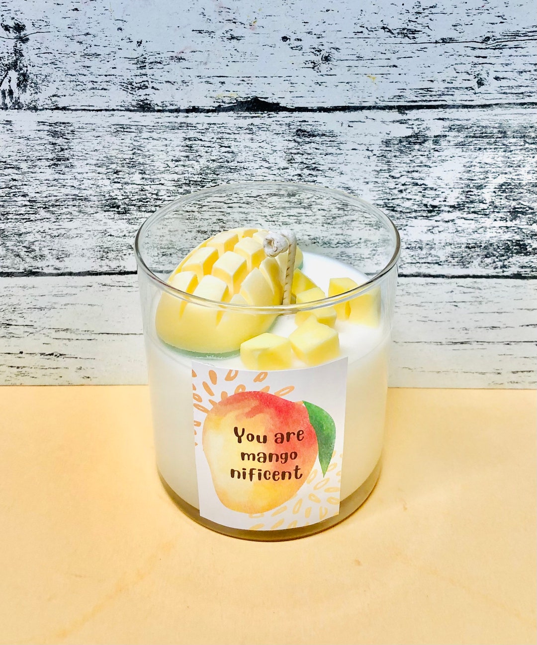 Mango Jar Candle| Mango Pun Candle| Best Wishes Candle| Mango Chunks ...