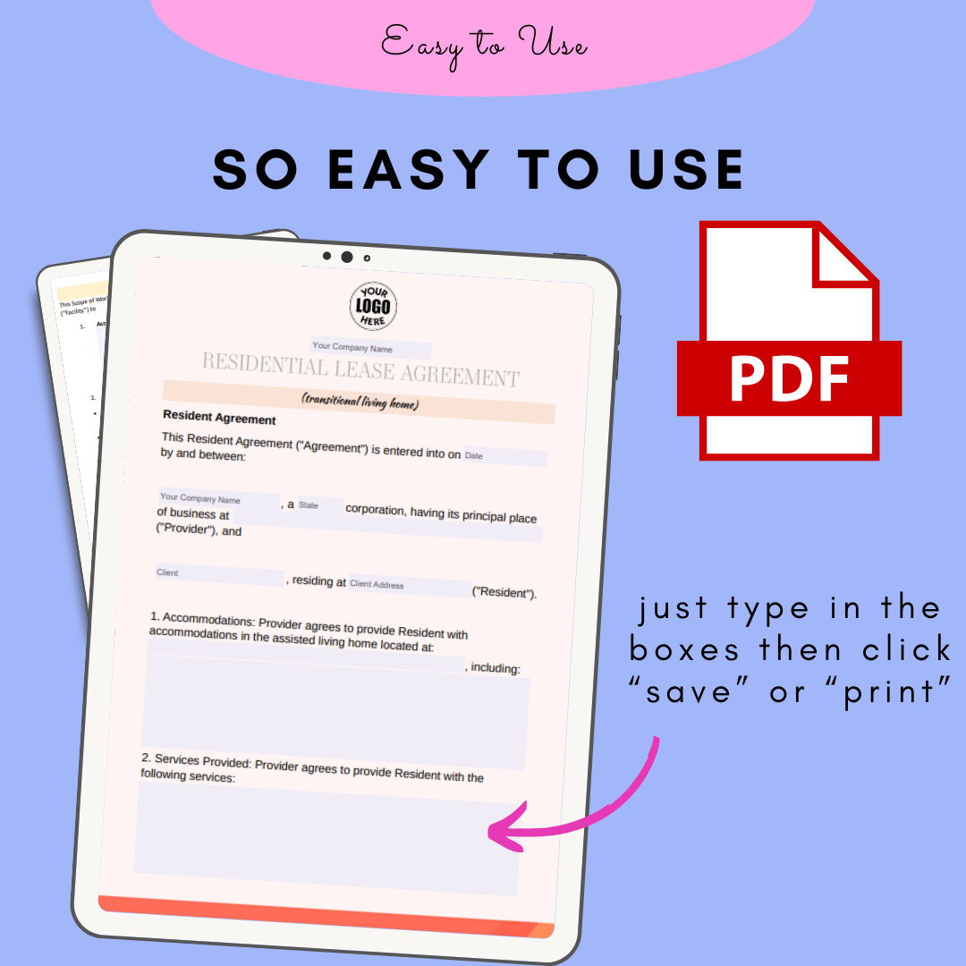 Transitional Housing Forms – Fillable Pdfs for Group Homes, Sober ...