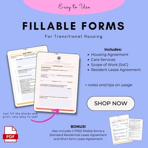 Transitional Housing Forms – Fillable Pdfs for Group Homes, Sober ...