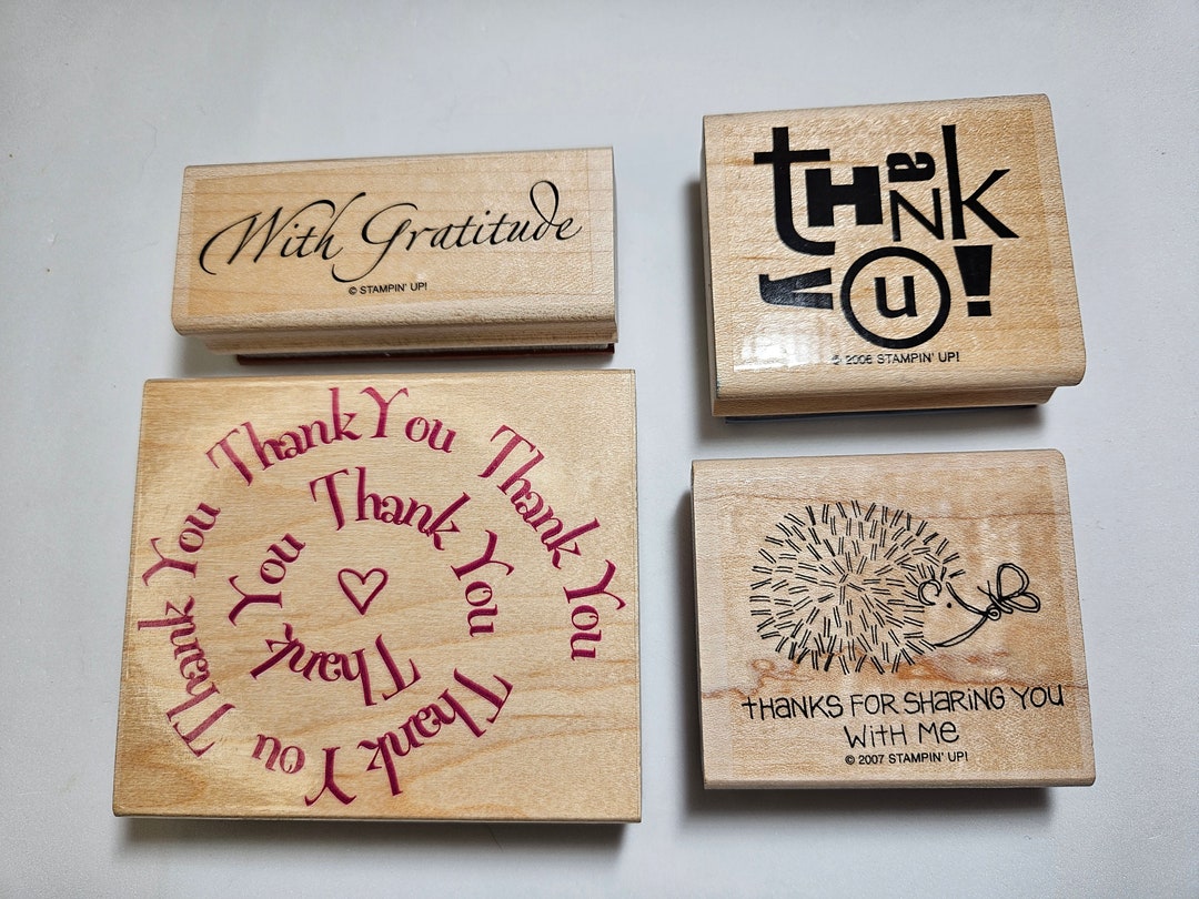 Vintage Thank You Themed Rubber Stamps, Thank You in Circle, With ...