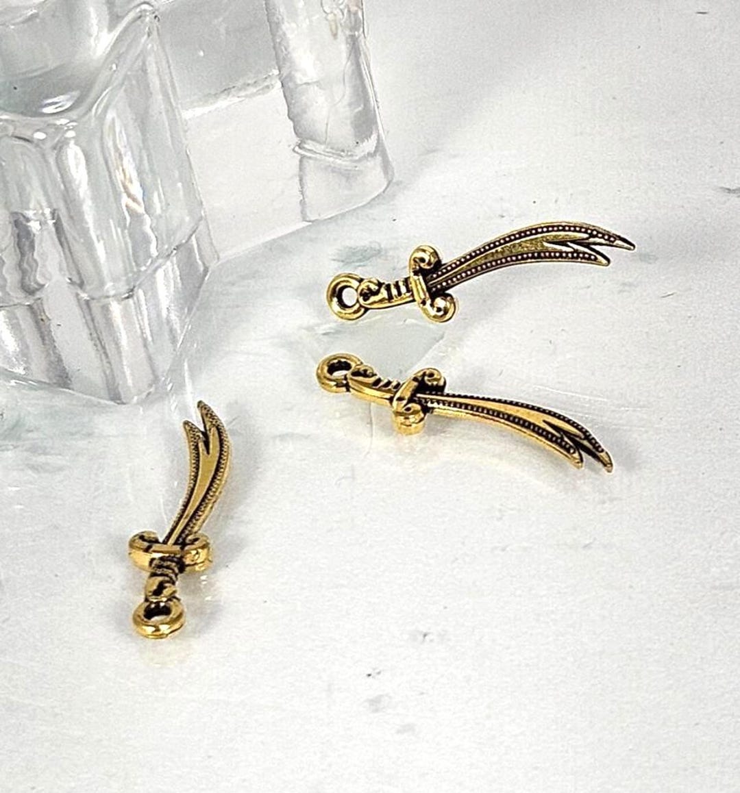 5 Pc Lot Ali Zulfiqar Sword, Antique Gold Tone Sword Charm, Dagger ...