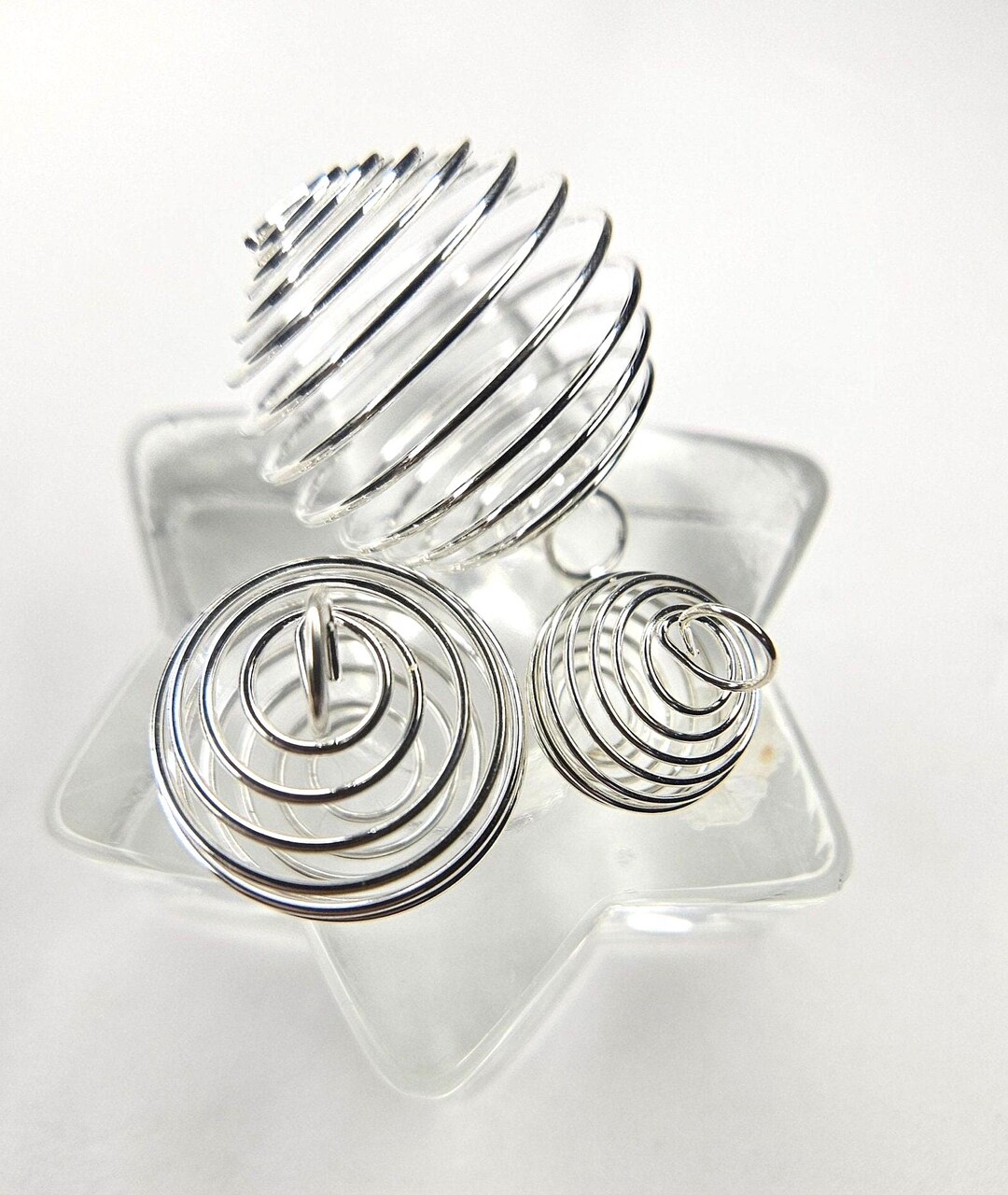 1 Pc Silver Spiral Bead Cages, Captive Bead Charm, Lantern Bead ...