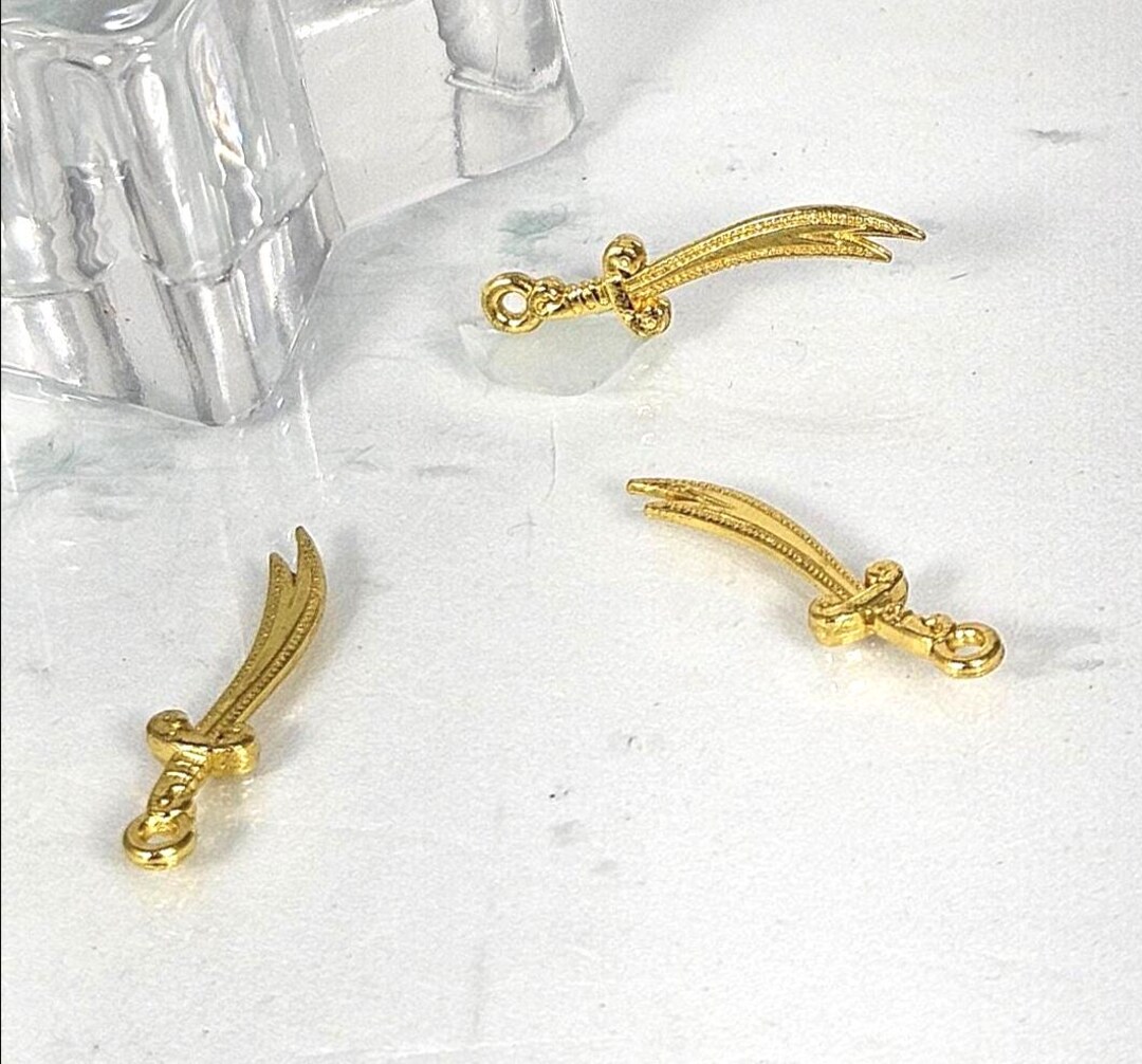 10 Pc Lot Ali Zulfiqar Sword, Gold Tone Sword Charm, Dagger Charm ...