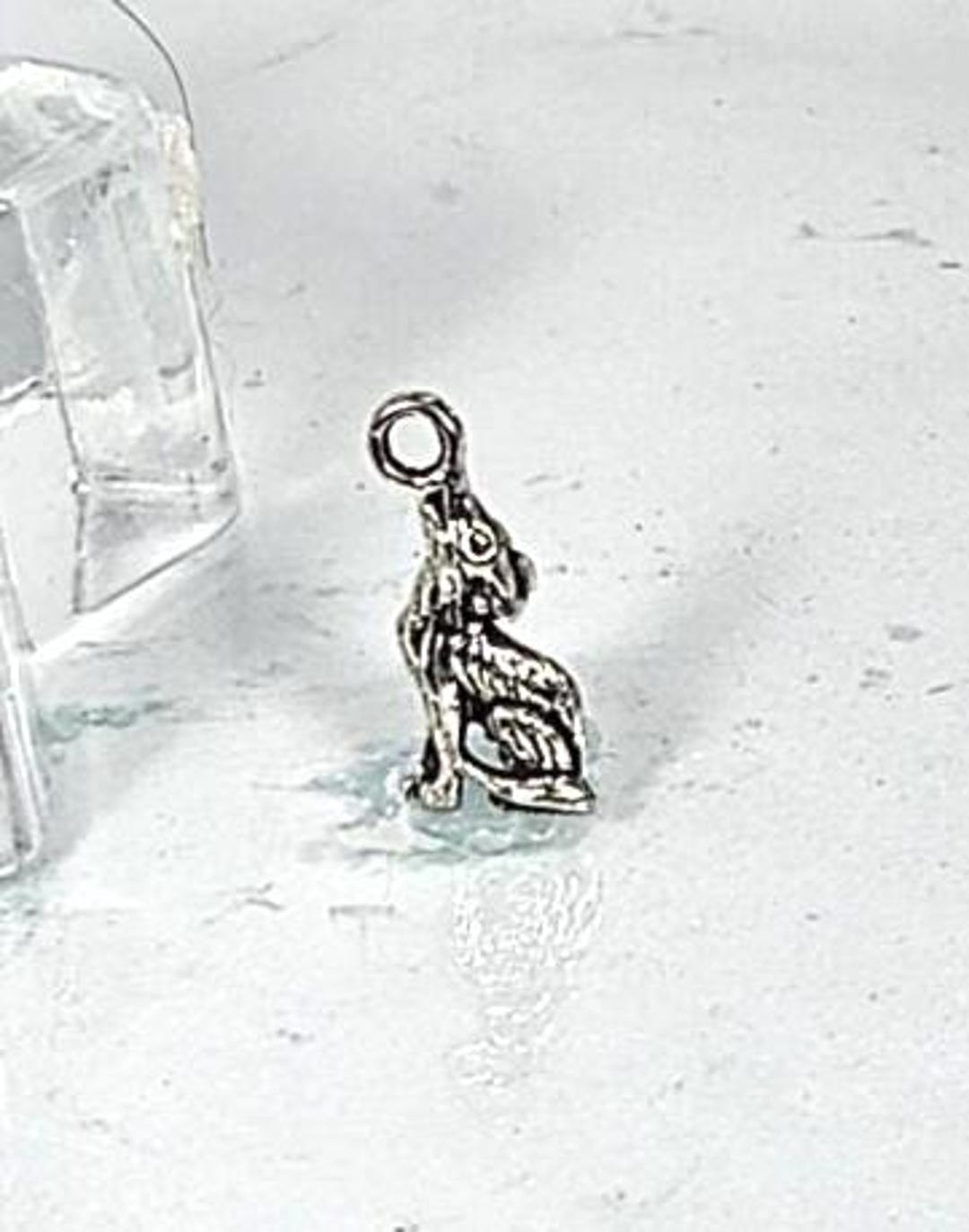 10 Pc Lot 3D Sitting Howling Wolf Charms , DUEL SIDED Charms / Pendants ...