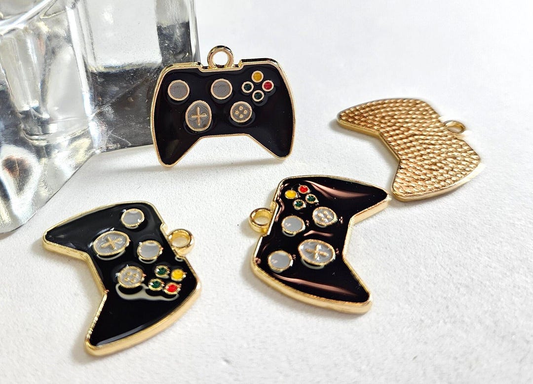 1 Pc Gold Trimmed Video Game Controller Charm, Joypad Charm, Controller ...