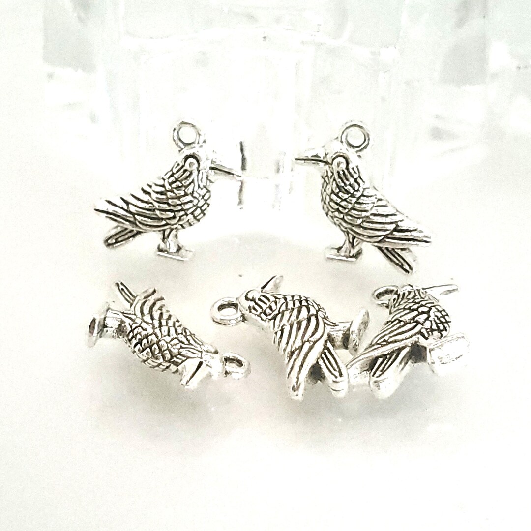 10pc Lots Bird Charm, Raven Charm, Magpie Charm, Crow Charm, Black Bird ...