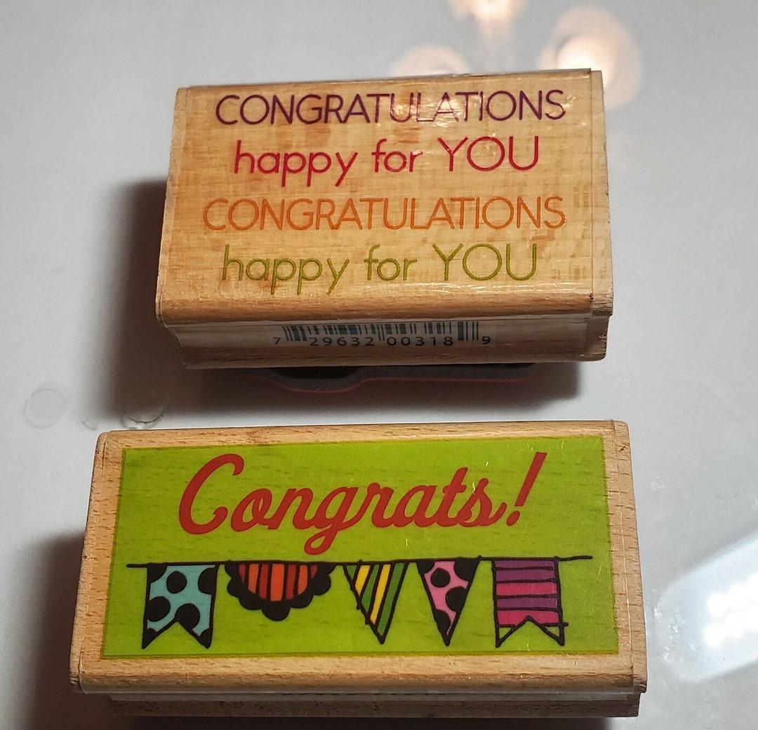 Congratulation Themed Rubber Stamps, Congratulations Happy for You 2 1/ ...