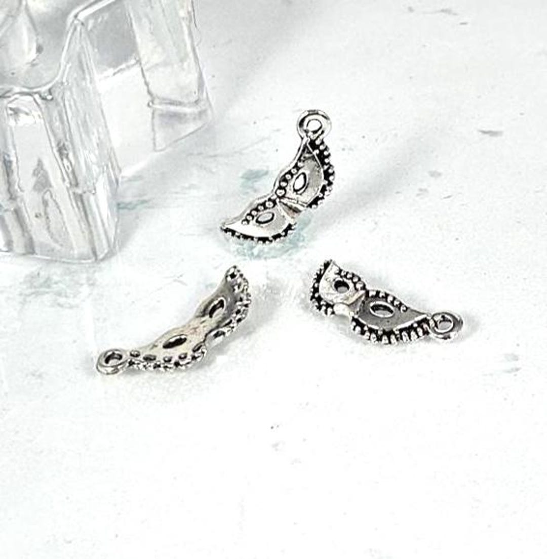 10 Pc Mardi Gras Mask Charm, Petite Costume Party Pendant, Zinc Alloy ...