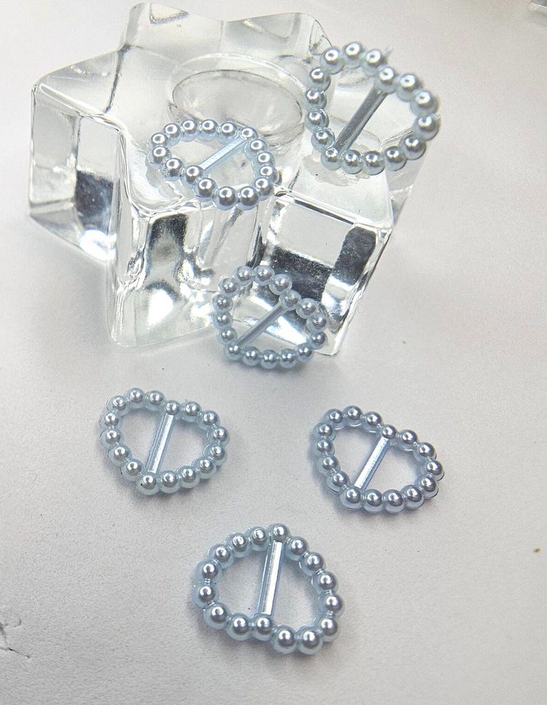 5 Pc Acrylic Baby Blue Heart Shape Buckles-sliders-hair Ribbons-ribbon ...