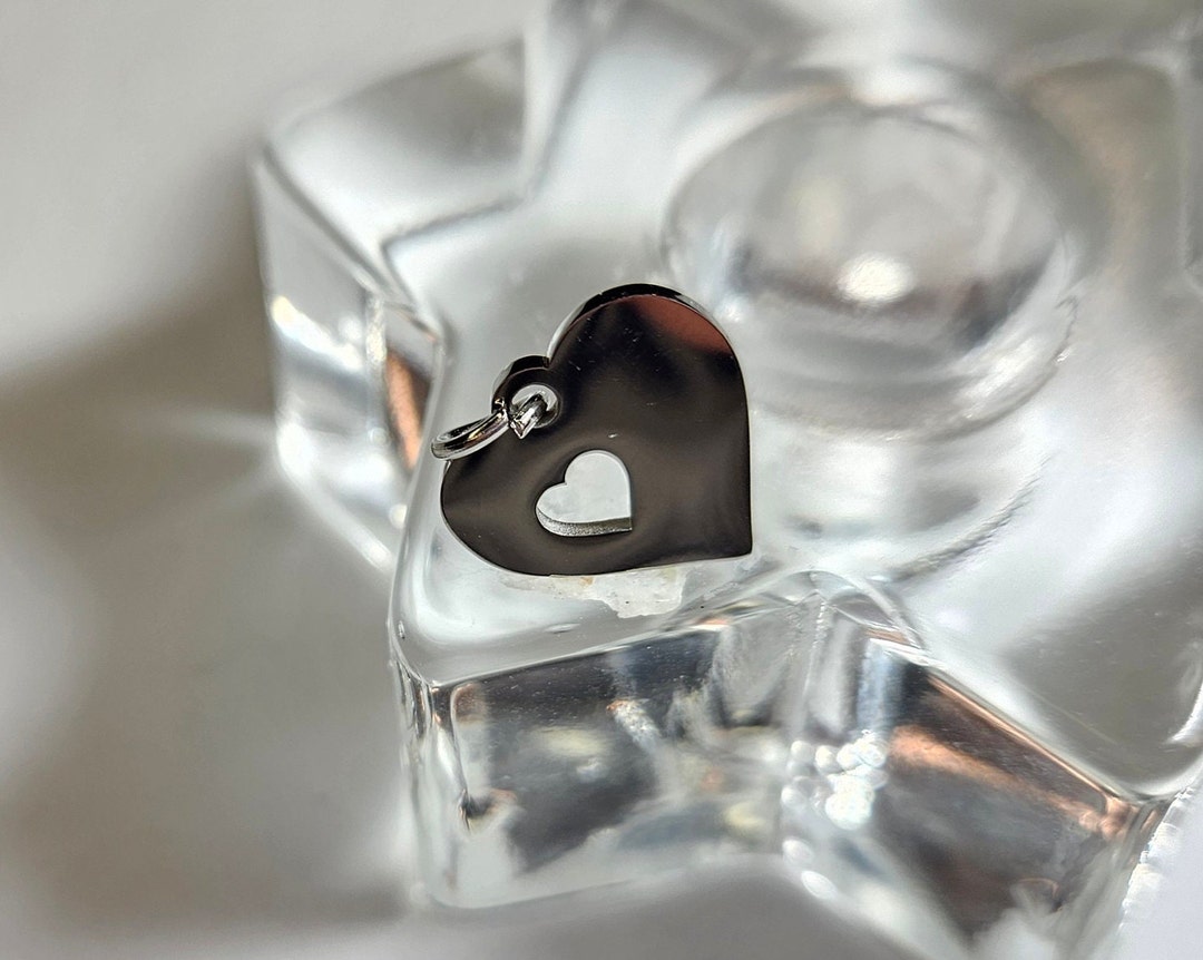 Stainless Steel Heart Charms, Cut Out Heart Inside Heart Charms, Heart ...