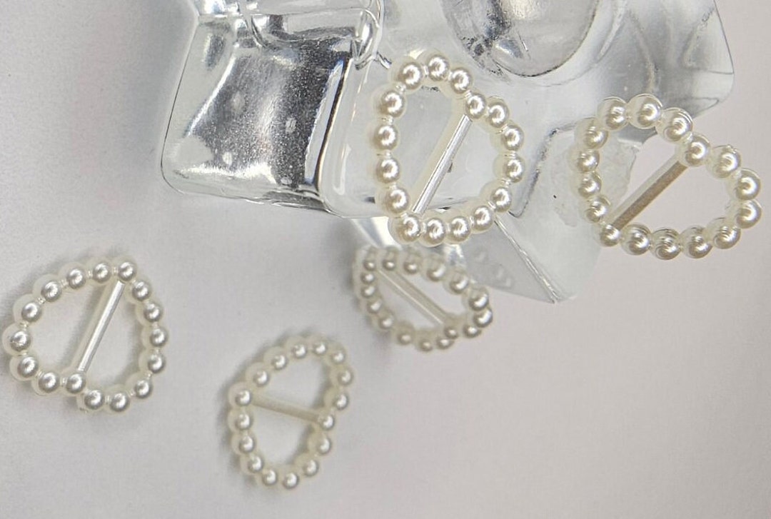 10 Pc Acrylic Pearl Ivory Heart Shape Buckles-sliders-hair Ribbons ...