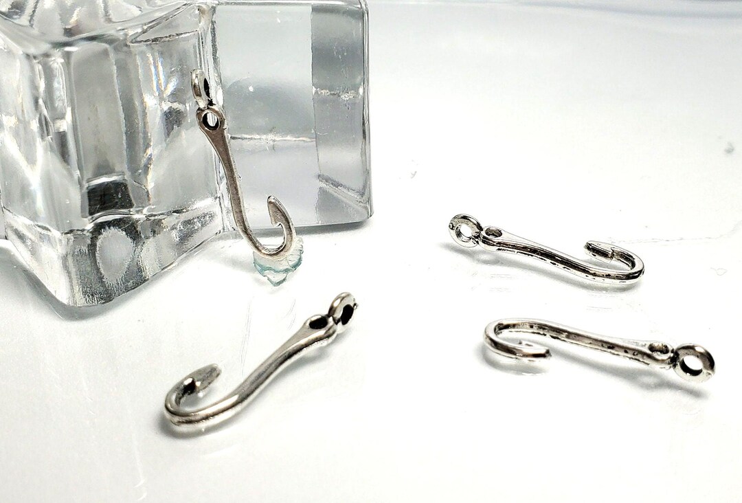 10 Pc Lots 3D Petite Fish Hook Charms - Zinc Alloy, Charm / Pendants ...