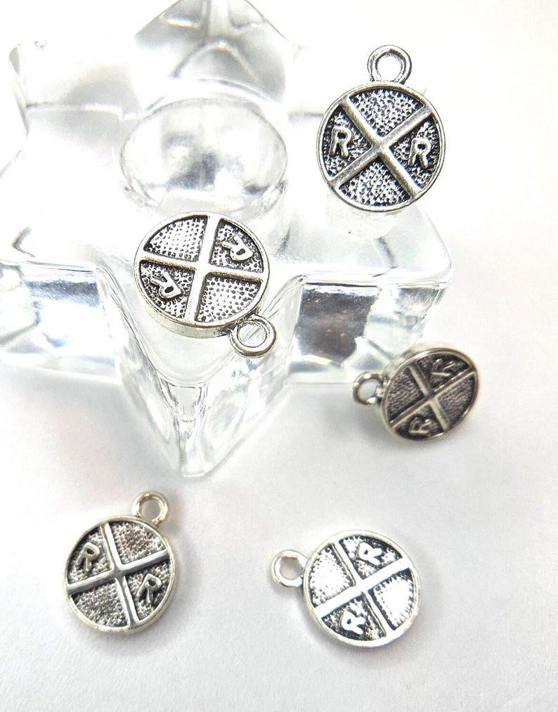 5 Pc Lots Railroad Crossing Sign Charm, Train Tracks Charm, -dual Sided ...