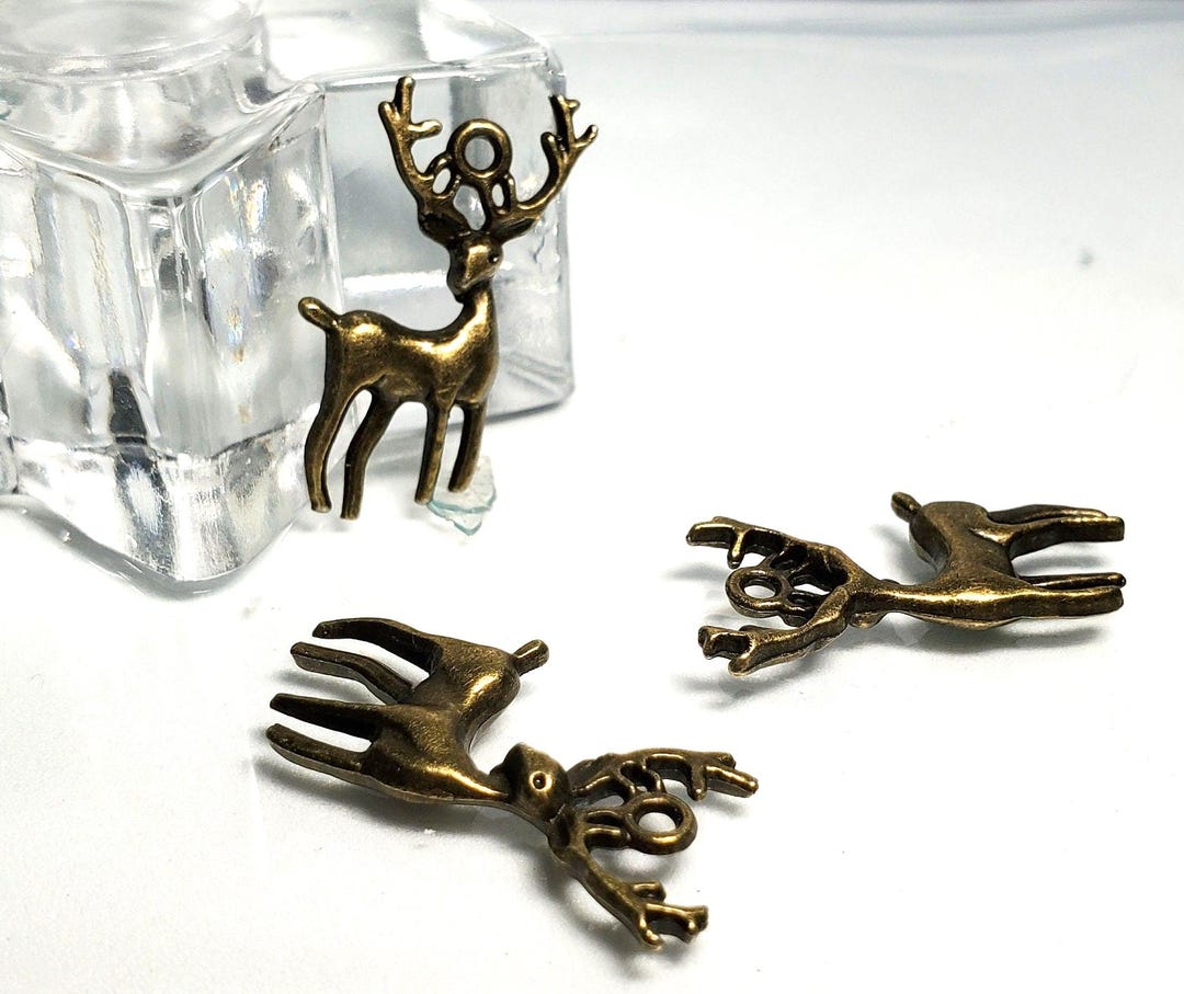 1 Pc Deer, Standing Deer Charm, Bronze Tone, 3D Deer Charm, Trophy ...