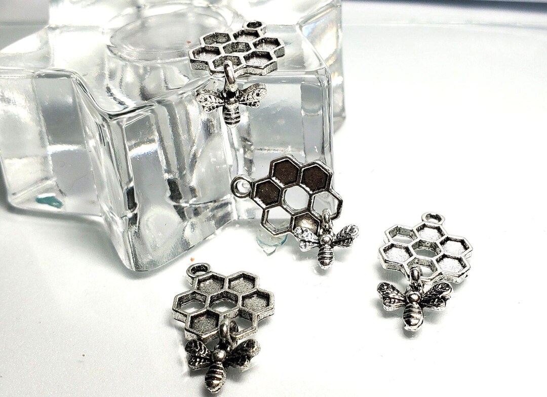 5 Pc Lots Honey Comb Charm, Dangle Honey Bee, Beehive Charm, Charms ...