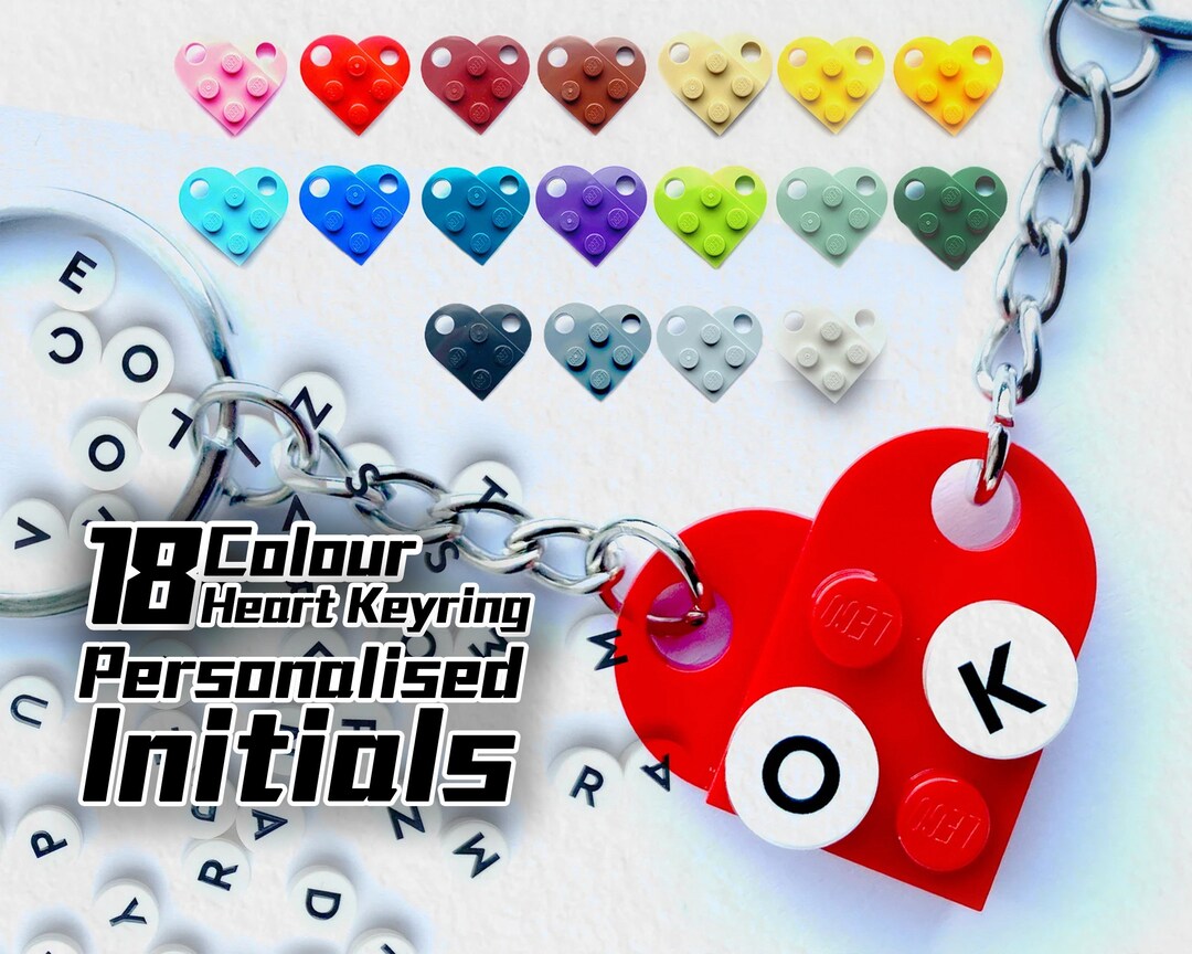Heart Keyringmade With LEGO Bricksinitials Personalised Keychain18 ...