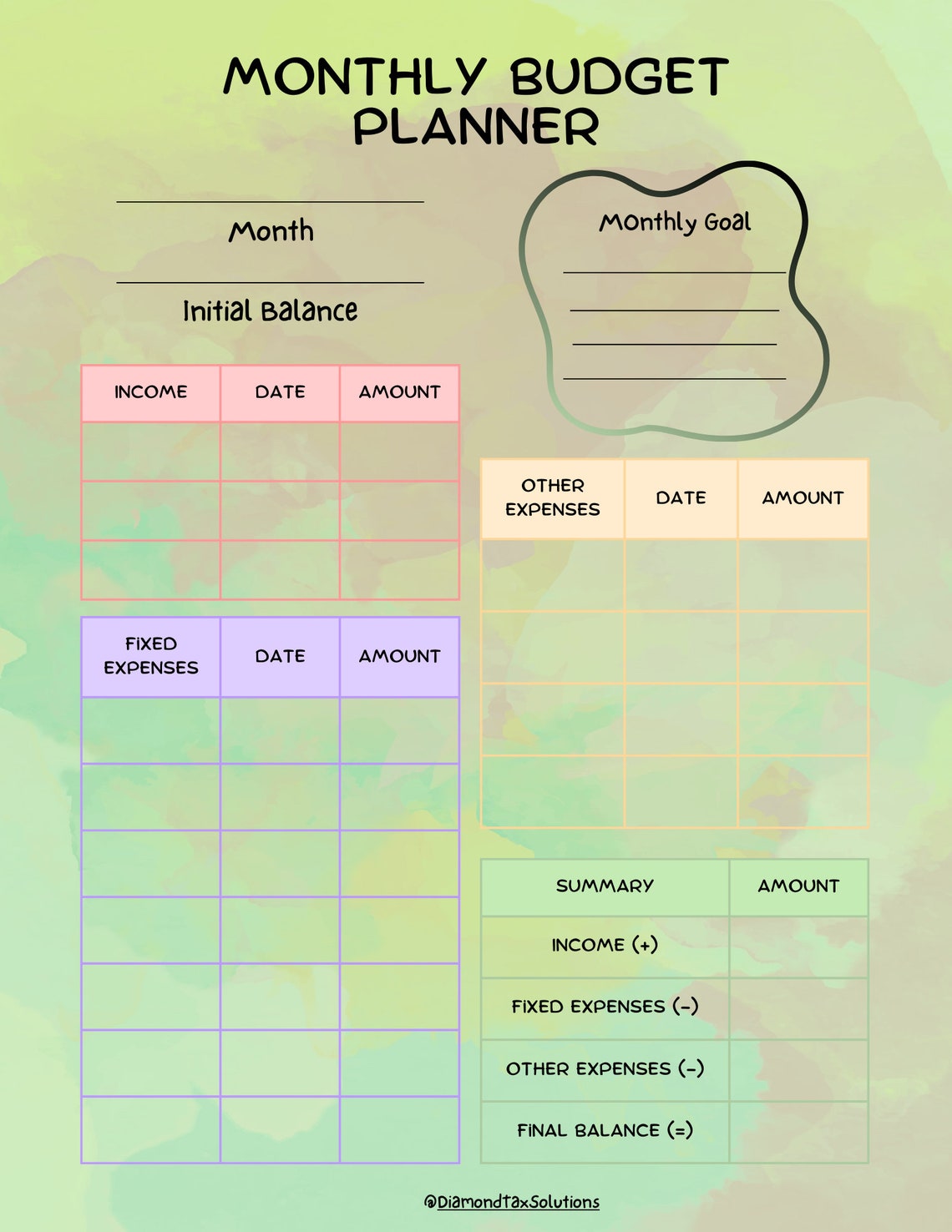 Monthly Budget Planner Printable - Etsy
