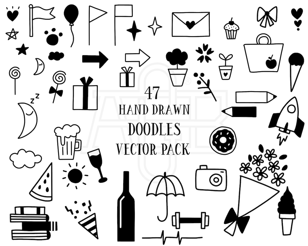Doodle Svg-cricut Cut Files-labels Svg-doodle Set-banner Bundle-ribbon ...
