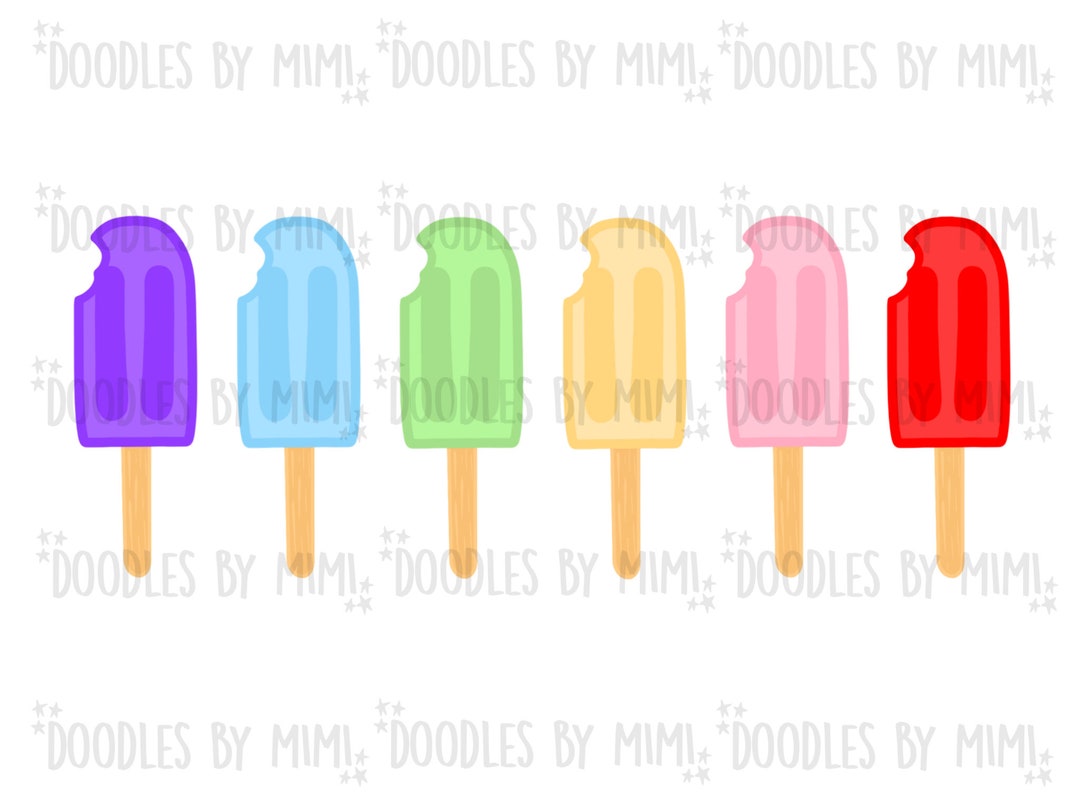 Colorful Summer Popsicles With Bite Digital Clip Art Set - Instant ...