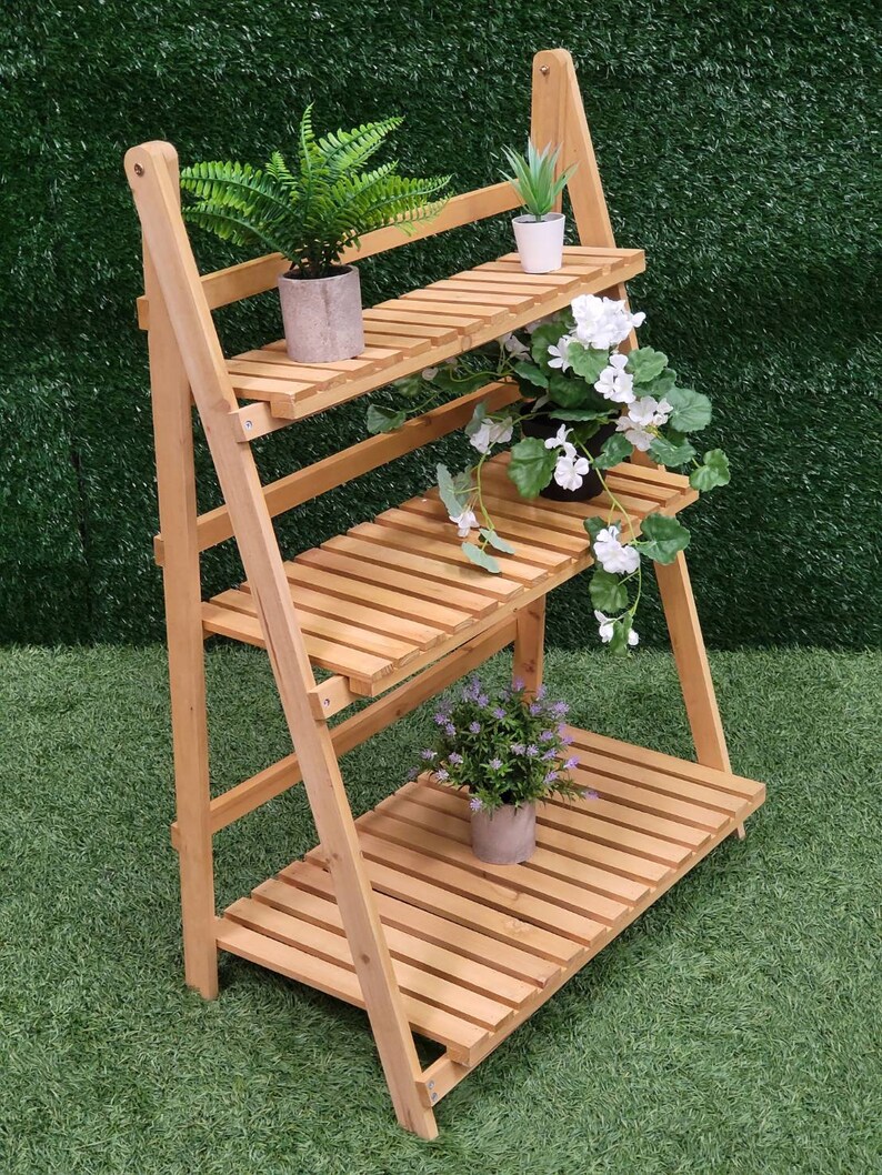 Ladder Plant Stand 3-tier Foldable Organizer Flower Display - Etsy