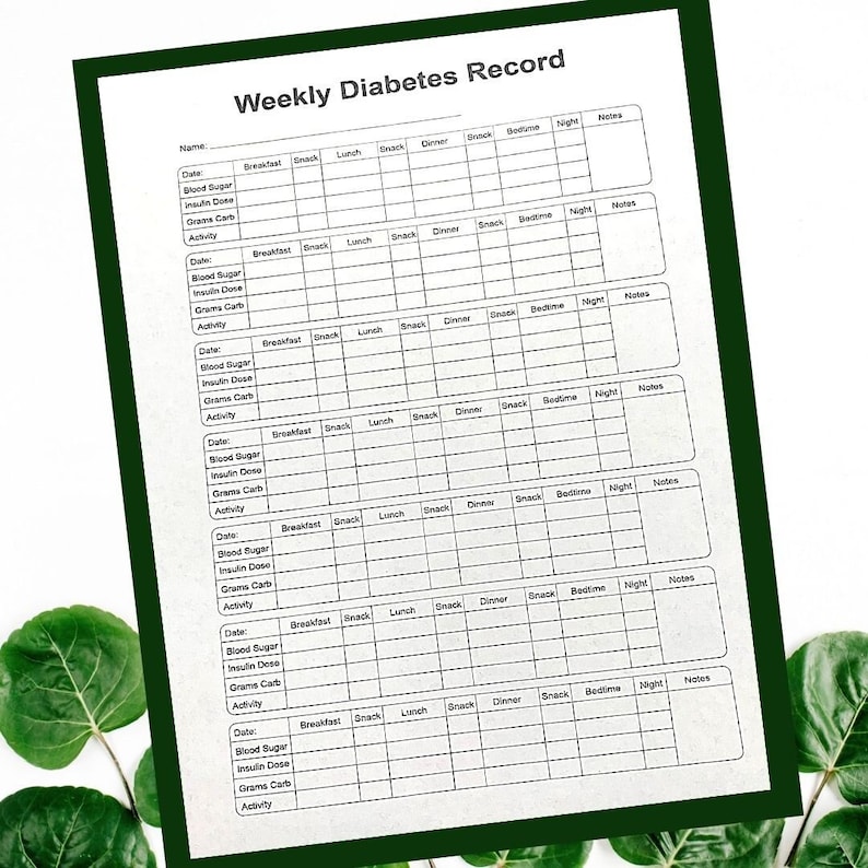 Blood Glucose Diary || Blood Sugar || Diabetes || Diary - Etsy