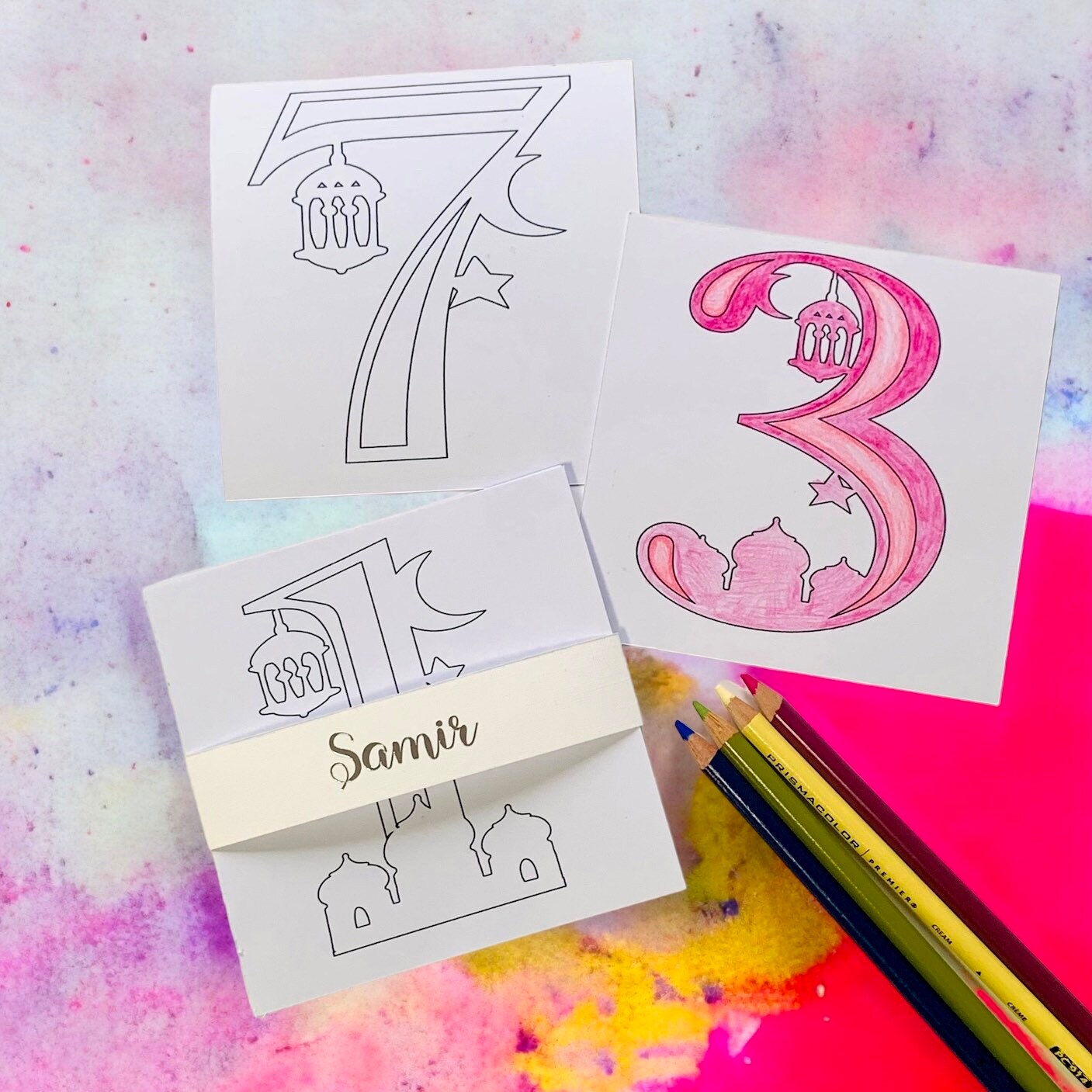 Eid Colouring in Sheets. English Alphabet & Numbers, Eid Gifit for Kids ...