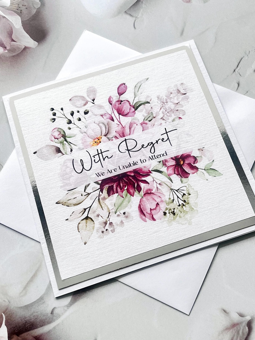 With Regret Card, Sorry I Can't Attend, Invite Response Card, Unable to ...