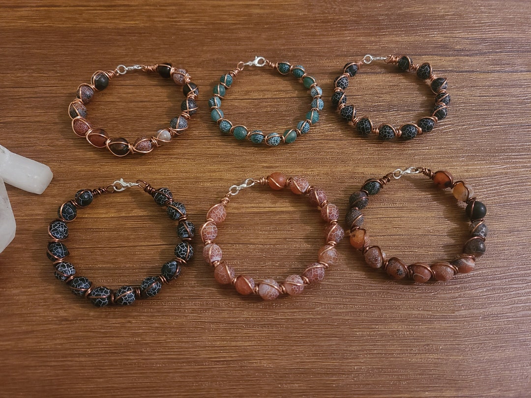 Dragon Agate Bracelet, Dragon Egg Bracelet, Unisex Crystal Bracelet ...