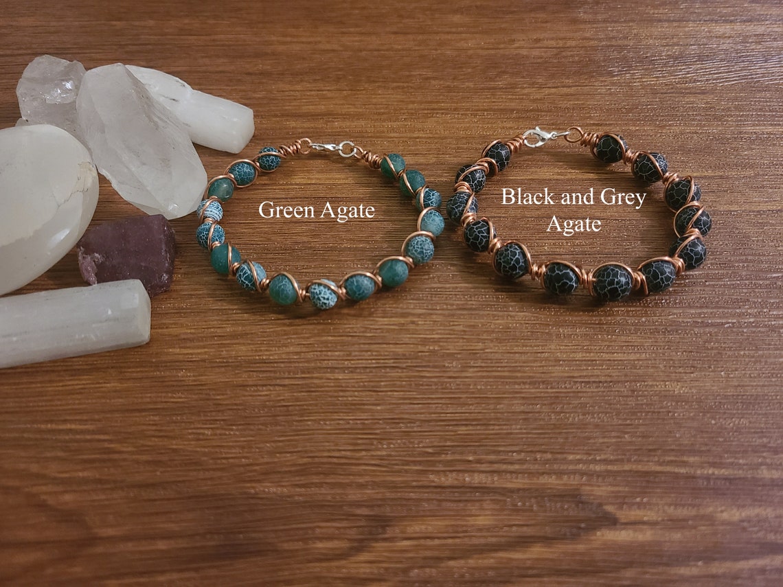 Dragon Agate Bracelet, Dragon Egg Bracelet, Unisex Crystal Bracelet ...