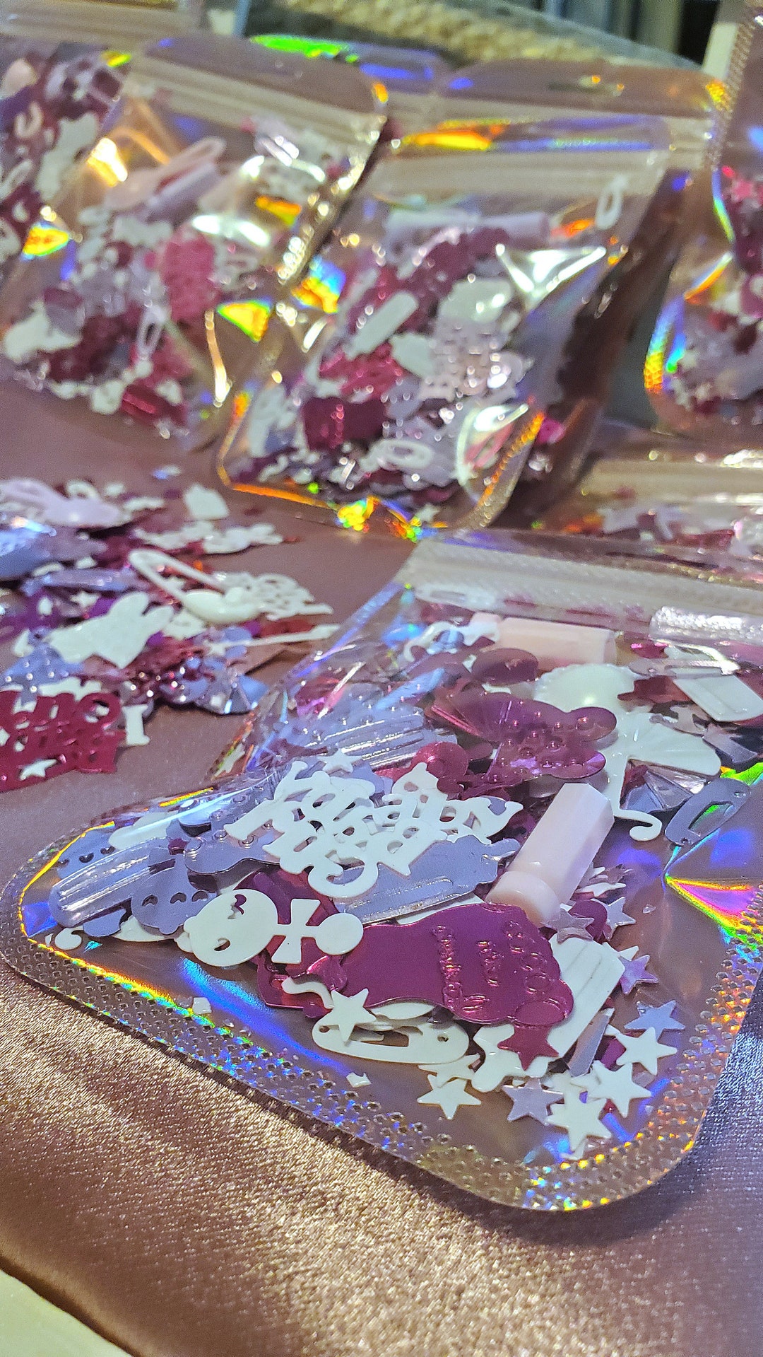 Baby Shower Gender Reveal Confetti Packs Easy Open Reusable Holographic ...