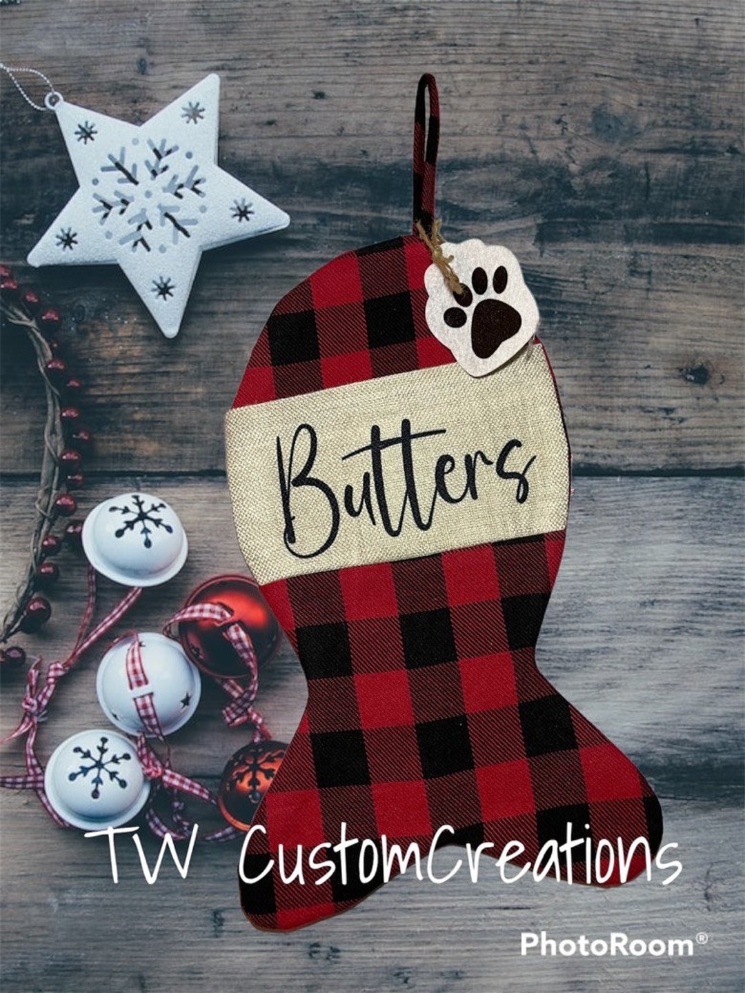 Personalized Plaid Fish Christmas Stocking, Personalized Cat Stocking ...