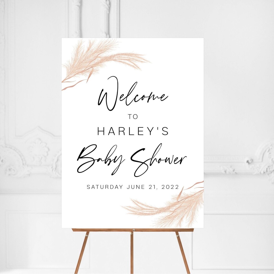 MIA Boho Pampas Grass Baby Shower Welcome Sign Boho Baby - Etsy
