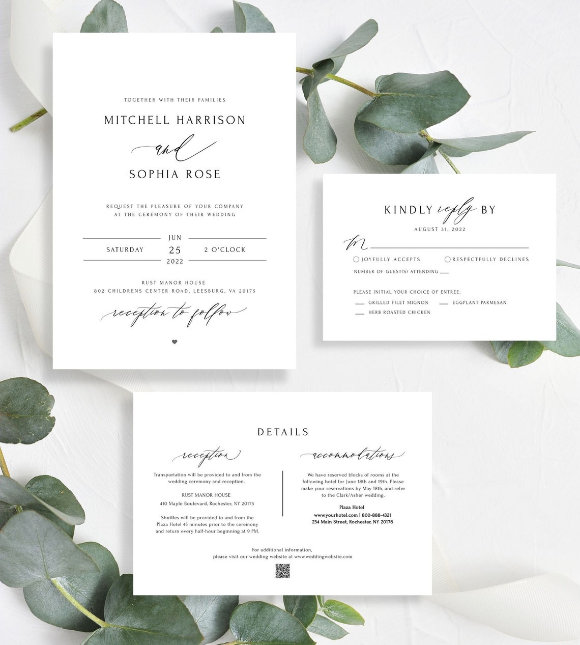 JULES Wedding Invitation Template Download Wedding Invitation | Etsy