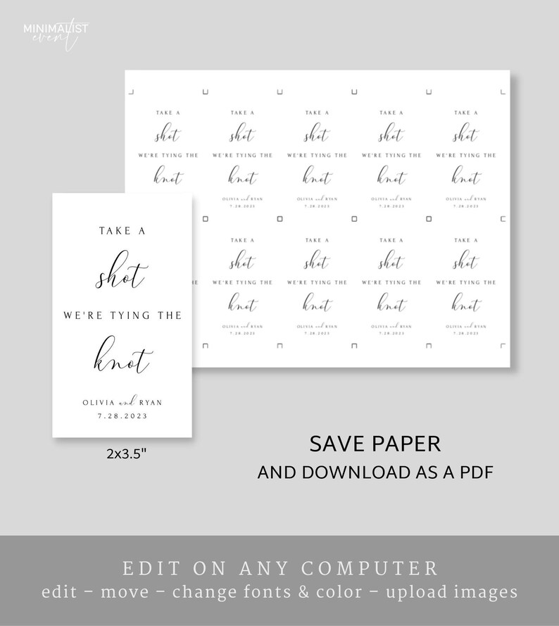 CLARA Take a Shot We're Tying the Knot Tag Template, Take a Shot We ...