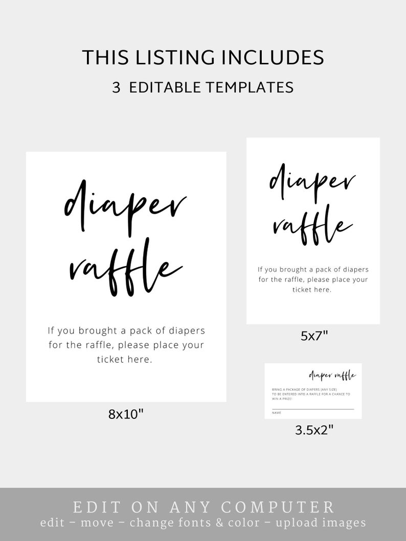CARLY Baby Shower Diaper Raffle Sign, Baby Shower Diaper Raffle Game ...