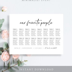 TARA Minimalist Wedding Seating Chart Template Printable - Etsy