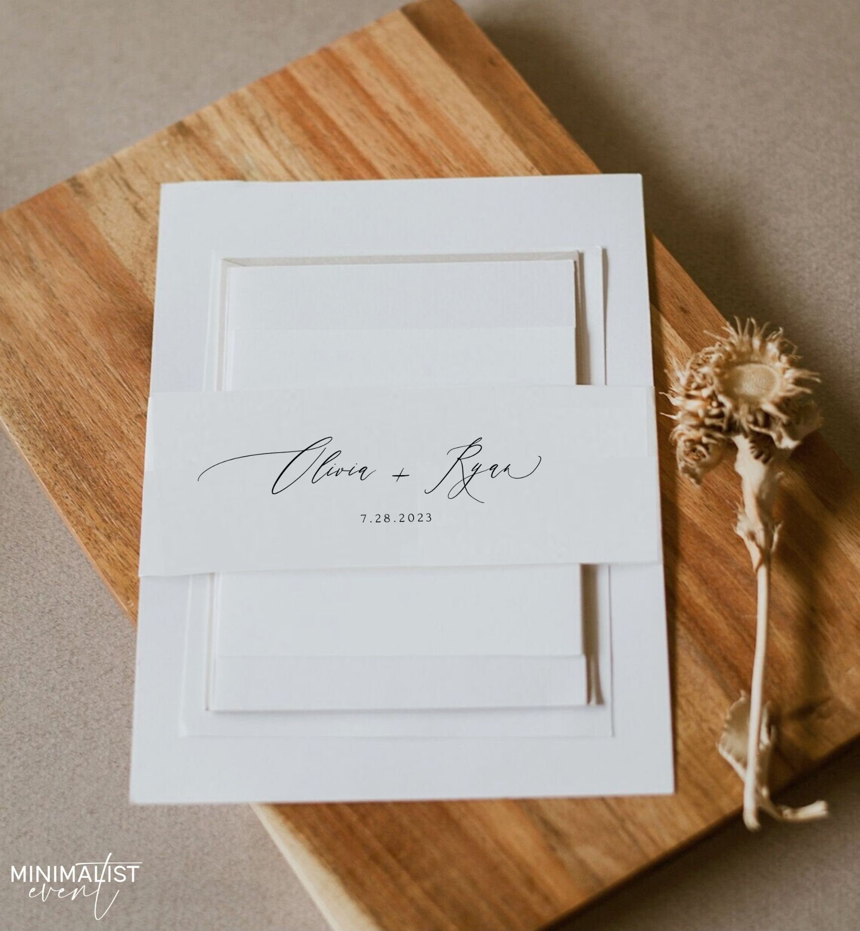 JULES Wedding Invitation Belly Band Template Download, Wedding Belly ...