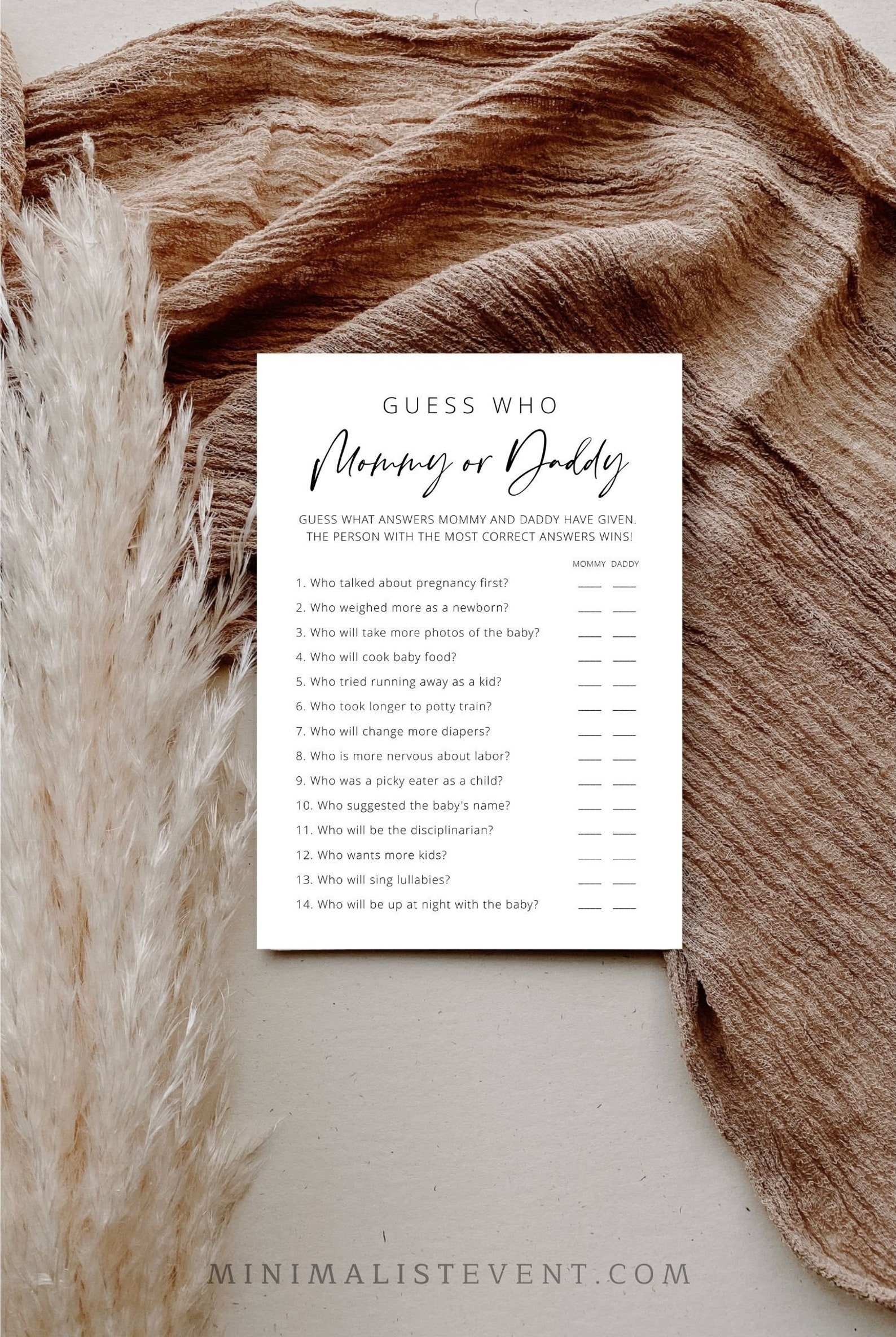 TARA Mommy or Daddy Baby Shower Game Guess Who Mommy or Daddy - Etsy