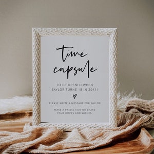 CARLY Time Capsule Sign Template, Time Capsule First Birthday, Time ...