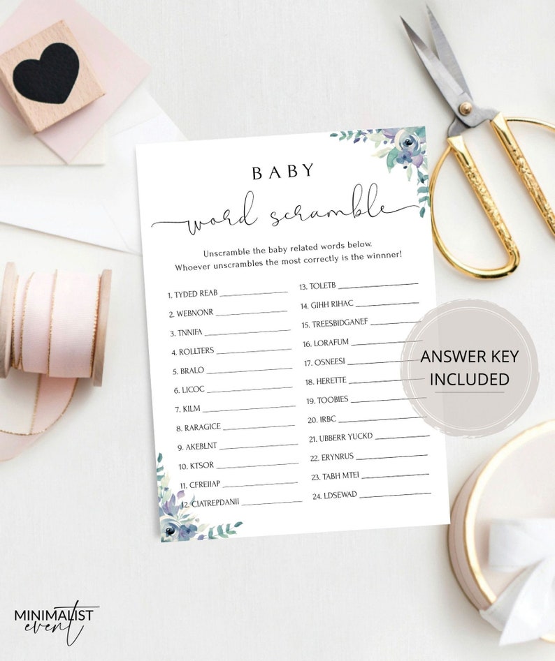 EVIE Baby Shower Word Scramble Game Template Baby Shower - Etsy