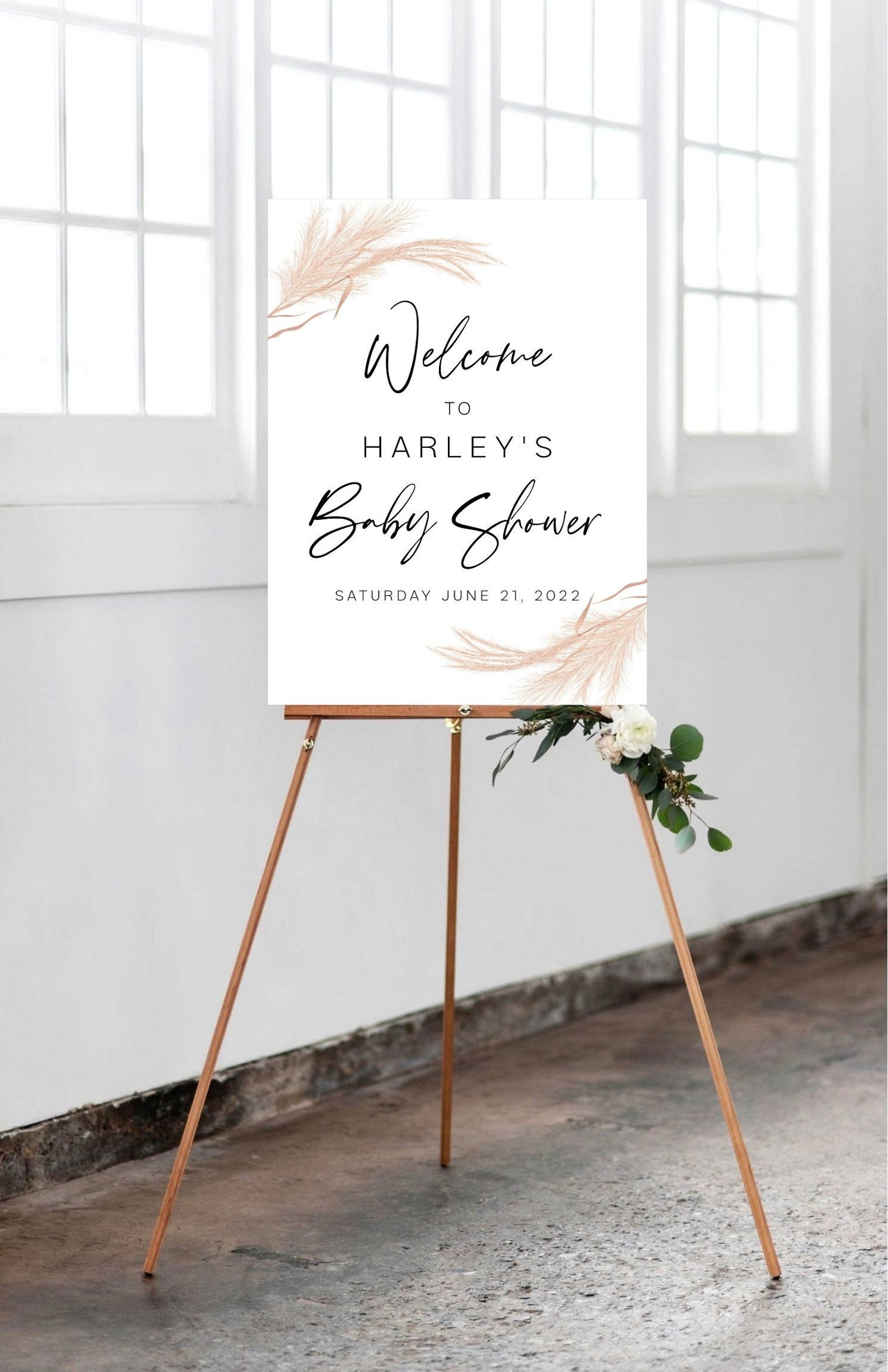MIA Boho Pampas Grass Baby Shower Welcome Sign Boho Baby - Etsy